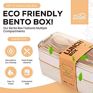 TARLINI Kids Bento Box | Leakproof Lunch Containers | Cute Lunch Boxes for Kids With Utensils, Chopsticks & Dividers | Bento Boxes for Adults, Dishwasher & Microwave Safe Japanese Bento