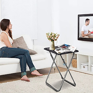 Garden 4 you Portable Folding TV Tray/TV Trays Foldable Dinner Snack Trays Table, Portable Foldable Table Small Sofa Bedside Tables with Light Weight, 15 x 18.9 x 26 in(Black Marble,1PC)