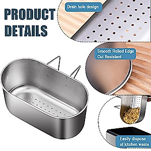 Stainless Steel Sink Drain Strainer Basket, Multifunctional Hanging Sink Strainer Colander Drain Basket for Filter Kitchen Waste and Wash Vegetables Fruits (Silver)