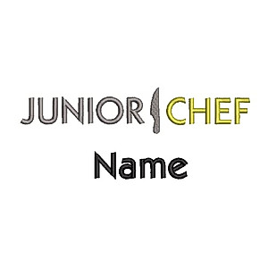 PLACE4PRINT Personalized Junior Chef Kids Set Apron with Hat – Custom Customized Kitchen Apron for Cooking Backing Grill Grilling BBQ - Any Name Design – Great Masterchef Gift