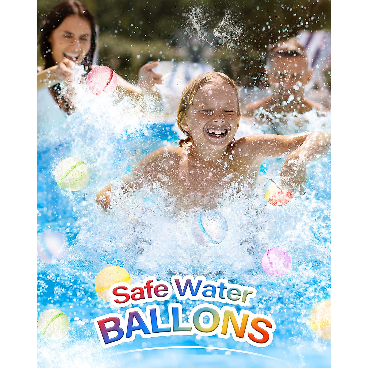 ALTOR Reusable Water Balloons, Magnetic Self Sealing Quick Fill Water Balloons, Latex-Free Silicone Water Balloons, No Pick UP after Water Fight Games, Summer Toys for Kids Adults (Glitter-15 Pcs)