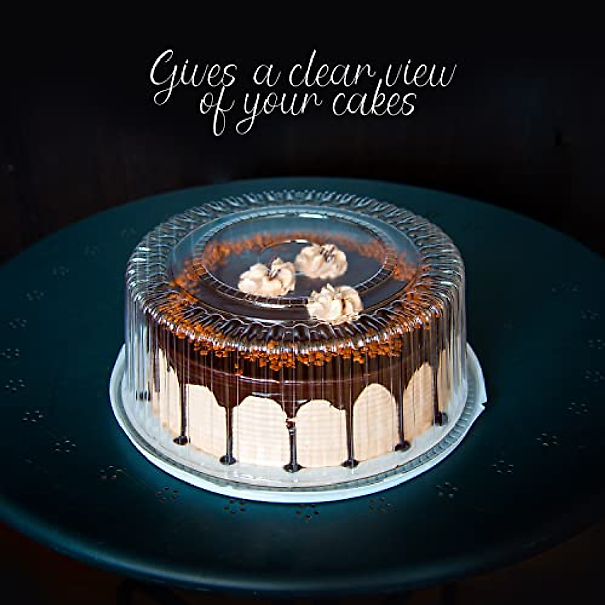 Get 9" Plastic Cake Containers with Lids & Boards | 5 Sets