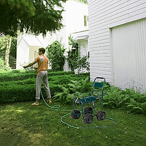 Outvita Garden Hose Reel Cart, Lawn Water Planting Cart with Wheels, Heavy Duty Outdoor Yard Water Planting Truck Holds 300-Feet of 5/8-Inch Hose with Storage Basket for Patio Farm(Green)