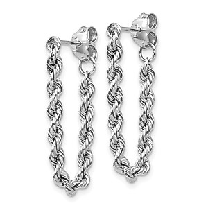14K White Gold Rope Chain Dangle Post Earring QTL857