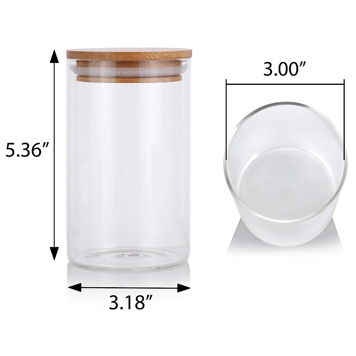 (2 Pack) 16 oz Clear Glass Home Storage Kitchen Jar with Wood Bamboo Lid