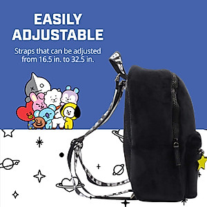 Concept One BT21 LINE FRIENDS Backpack, Plush Mini School Bag, Black, One Size