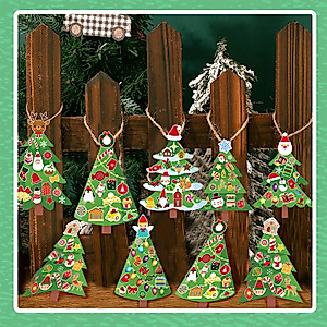 48 Pieces Christmas Tree Craft Kit for Kids Christmas Arts and Crafts Make Your Own Christmas Craft Project for Kid DIY Christmas Tree Ornament Kit Self Adhesive Sticker Sheet for Xmas Tree Decoration