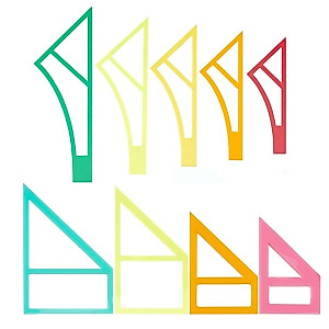 OLYCRAFT 9 Pcs Pet Bandana Sewing Template Set: Arch & Trapezoid Rulers - Acrylic Quilting Templates for DIY Craft Dog Bib Patterns