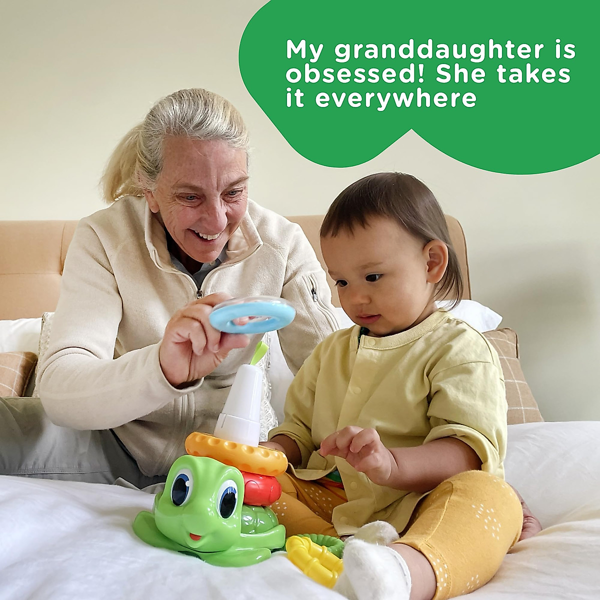 Move2Play, Turtle Ring Stacking Toy, Gift for 1 Year Old Boys & Girls, Baby Toys, 6 to 12 Months, Ages 0-6+, 9, 10, 18+ Months