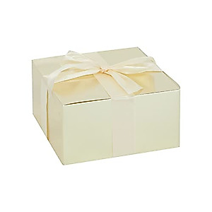 Stockroom Plus 10 Pack Textured Champagne Gold Gift Boxes with Lids, Ribbon and Blank Greeting Cards (8 x 8 x 4 in)