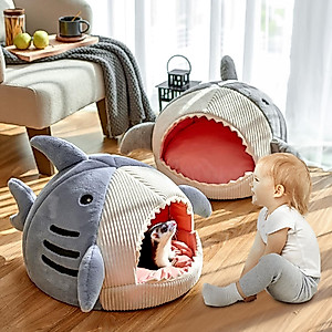 Ferret Bed Cave and Hideouts | Ferret Hammock for Cage | Ferret Hideaway Bed Accessories | for Small Pet Cushion Long Plush Soft Washable for Ferret & Small Animals (Shark Shape)