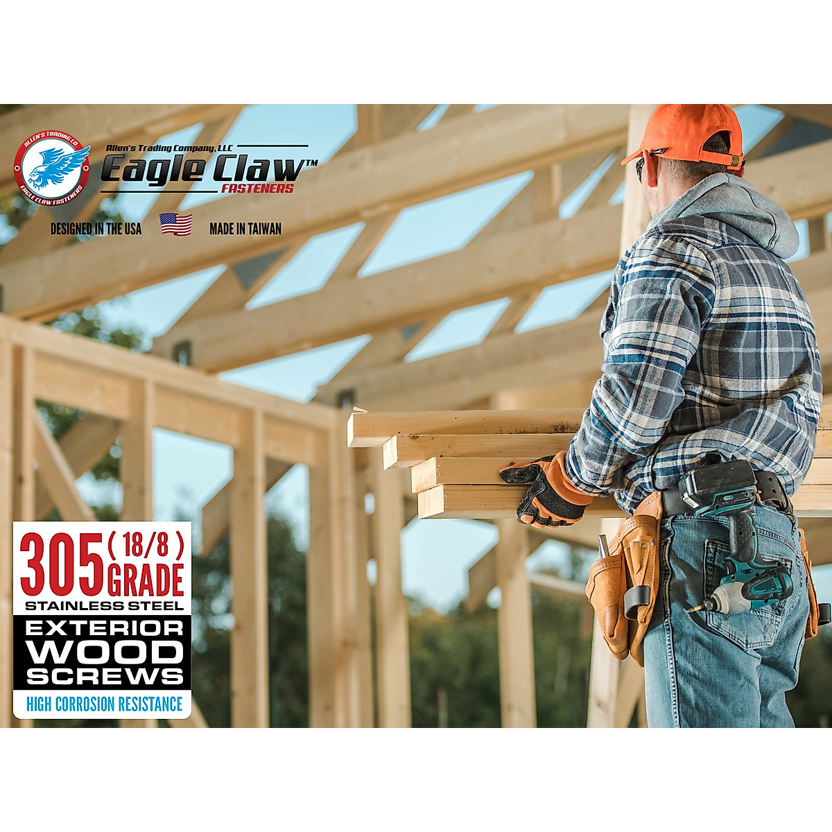 #10 x 3-1/2 Inch Stainless Steel Wood Screws 1000 Qty | Star Torx Drive Flat Head | 305 Grade Stainless Steel Wood Screws by Allen's Trading Co. Eagle Claw Fasteners 2 X Driver Bits Included