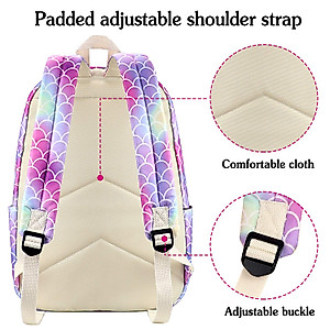 MCWTH Mermaid Rainbow School Backpack for Girls, School Bags Bookbags for Teen Kids (Pink)