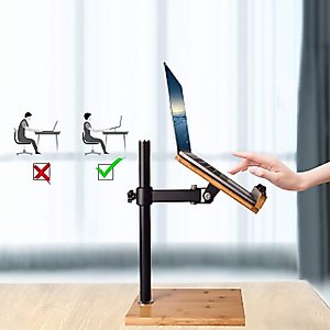 wishacc Book Stand Height Adjustable - Upright Bamboo Book Stand & Holder for Reading Hands Free, Desktop Adjustable Reading Height and Angle Book Rest with Page Clips (11.0 x 8.1 inches)