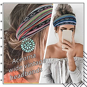 Aceorna Boho Headbands Wide Knot Hair Band Elastic Turban Head Band Stretch Twist Head Wraps Fashion Hair Accessories for Women 3 Pcs (Set A)