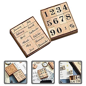 Operitacx Office Decor 24Pcs Month Stamp Decorative Stamp DIY Diary Stamp Journal Monthly Stamp Journal Wooden Stamp Wood Decor