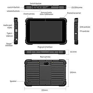 ThinKol 8" Industrial Rugged Tablet for Enterprise Mobile Field Work, Rugged Touchscreen Tablet with NFC, GPS, WiFi, IP67, 1D Scanner, Car Holder, Docking Charger (Android 4GB 64GB)