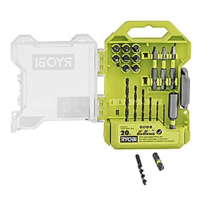 Ryobi Cordless 1/2 inch Drill Driver with (2) 18-Volt Batteries, Charger, 20 Piece Multipurpose Drill Bit Set and Buho Tool Bag