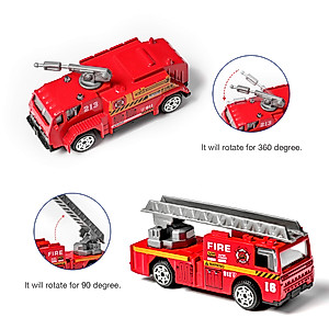 14 Pack Die-cast Fire Truck Vehicles Sets,6 Pack Alloy Metal Fire Engine Models Car Toys and 8 Pack Firefighter, Mini Rescue Emergency Playset for Kids Boys Girls Birthday Christmas Party Favors