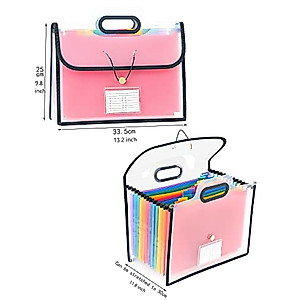13 Pockets Expanding File Folder with Handle Accordion File Folder Organizer for A4 Letter Size Paper Document Holder Organizer with Expandable Cover (1)