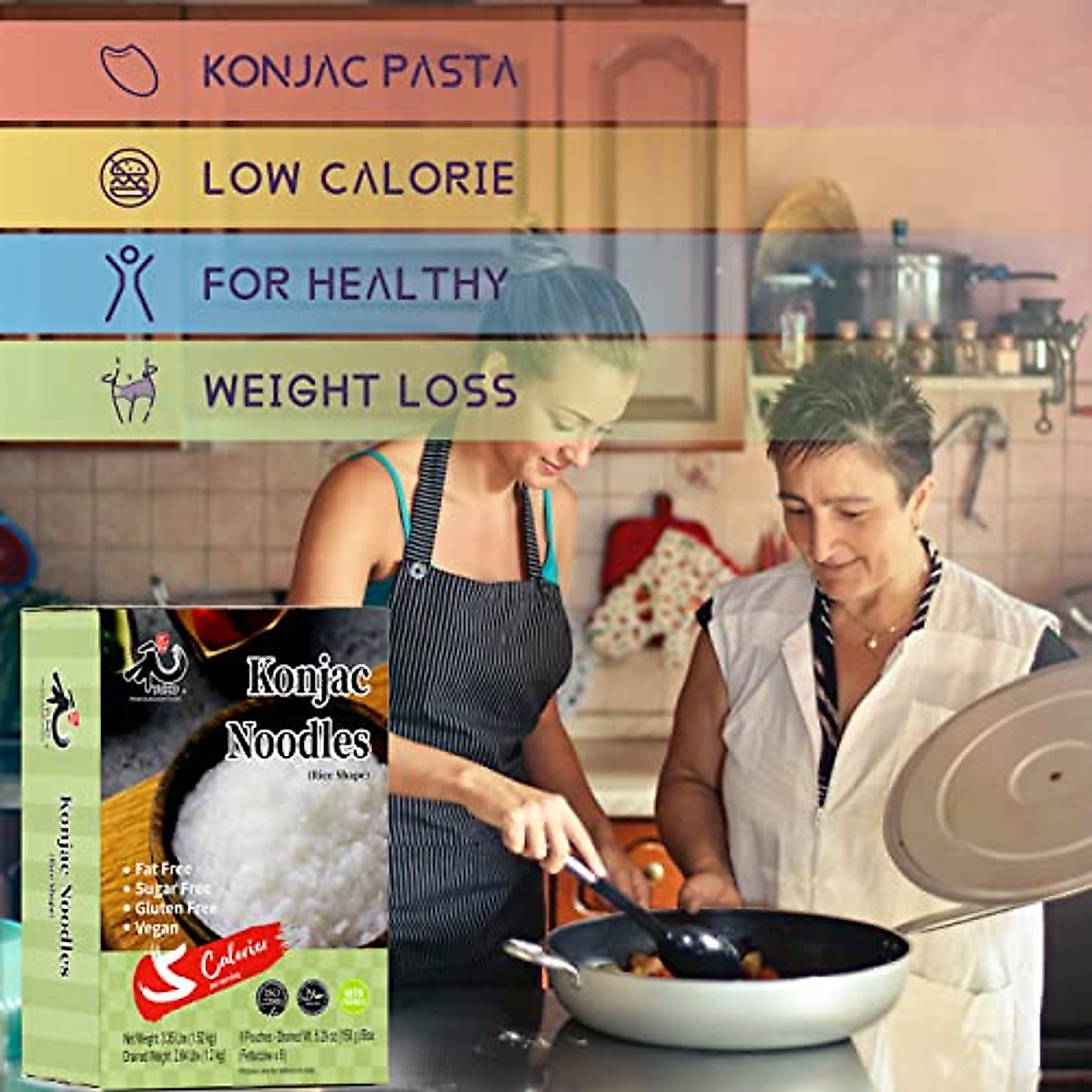 YUHO Shirataki Konjac Rice 8 Pack Inside, Vegan, Gluten Free, Fat-Free, Keto Friendly, Low Carbs 53.61 Oz (1520 g)