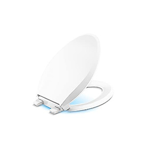 KOHLER 75796-RL-0 Cachet Nightlight Readylatch Quiet-Close Elongated Toilet Seat, White