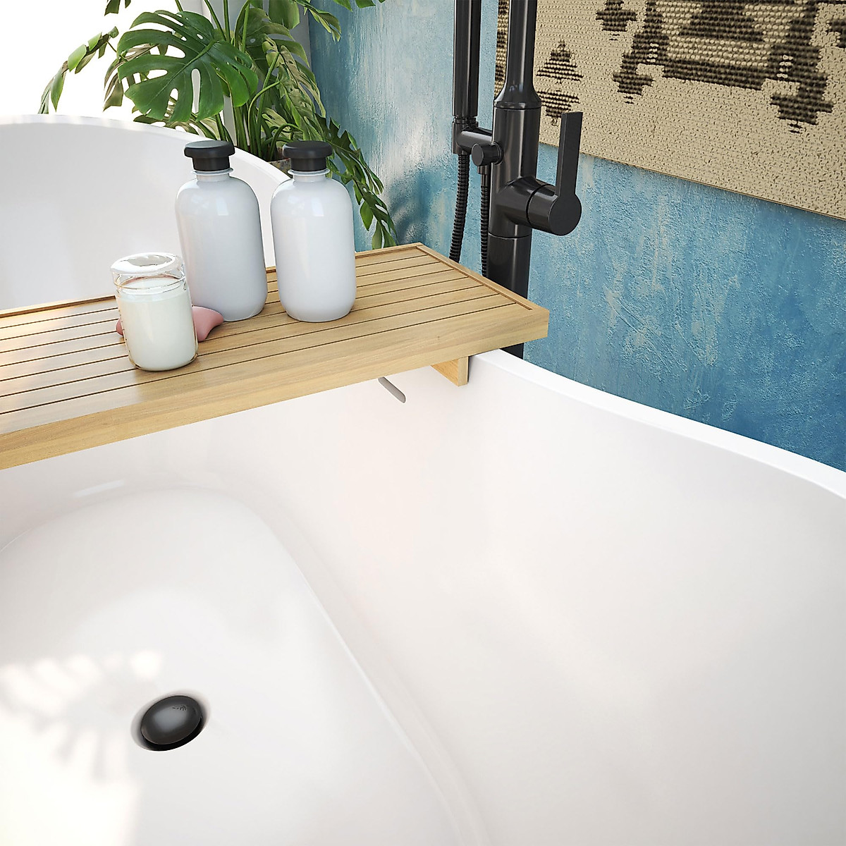 DreamLine Nile 59 in. L x 28 in. H Acrylic Freestanding Bathtub with Matte Black Finish