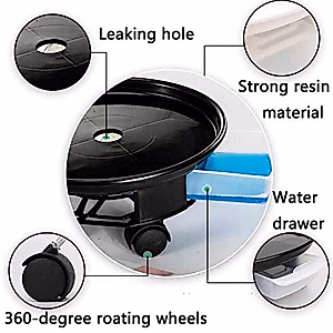 17.7inch Black Plant Caddy with Water Container, Heavy Duty Plant Stand with 5 Wheels, Round Flower Pot Mover Plant Saucer, Home Garden Planter Dolly Caster with Wheels Rolling Plant Tray (1pc)
