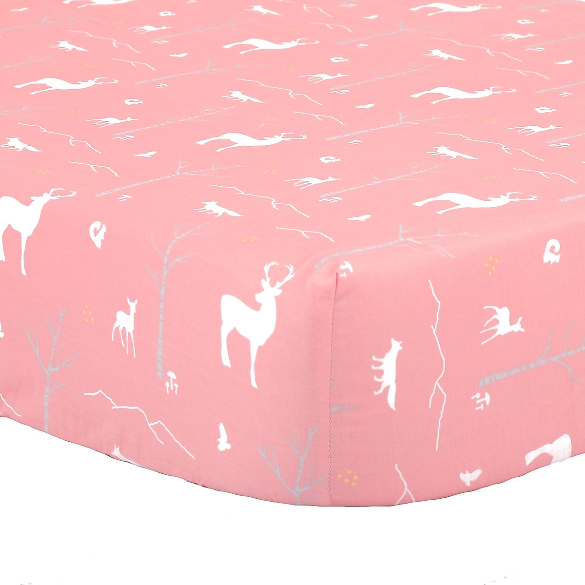 Coral Pink Medallion Fitted Crib Sheet - 100% Cotton Floral Damask Baby Girl Nursery and Toddler Bedding