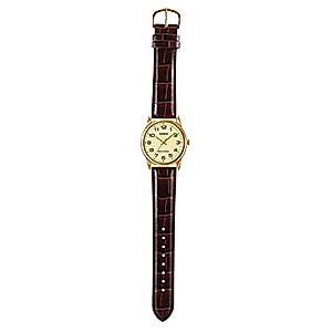 Casio Men's Stainless Steel Quart Watch with Leather Strap, Brown, 18 (Model: EAW-MTP-V001GL-9B)