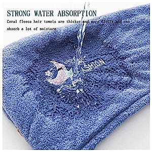 Rapid Drying Towel for Women, Coral Fleece Women Hair Towel Set, Soft Dry Hair Towel with Embroidery, Super Absorbent Hair Wrap Turban Microfiber Hair Towel Wrap for Children and Women (Pink)