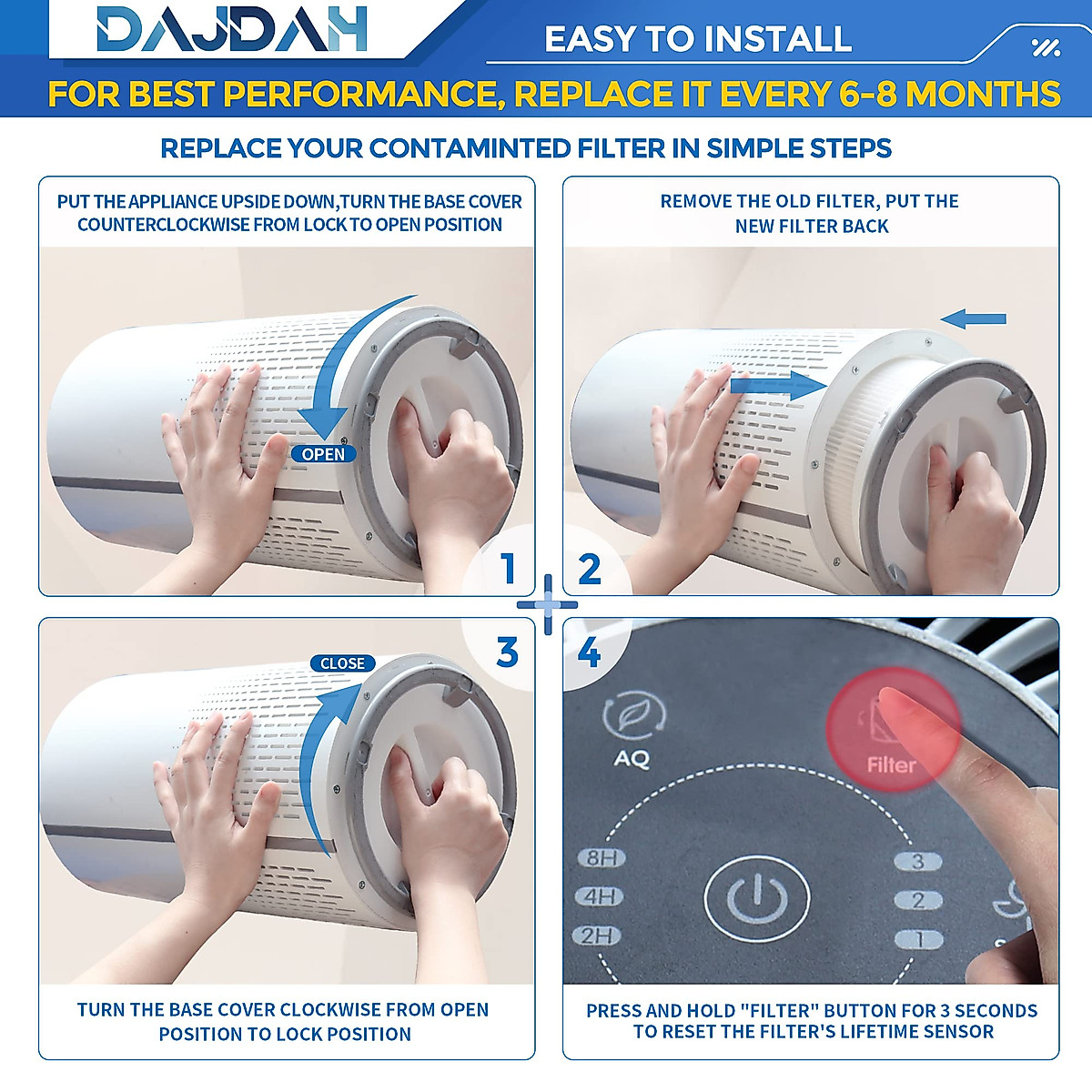 VK-6067B Filter Compatible with Vremi Air Purifier Filter Replacement and Hokeki Air Purifier Filter Replacement for VK-6067B H13 True HEPA Air Purifier including Vremi Hokeki Honkeeki Toyuugo, 2-Pack