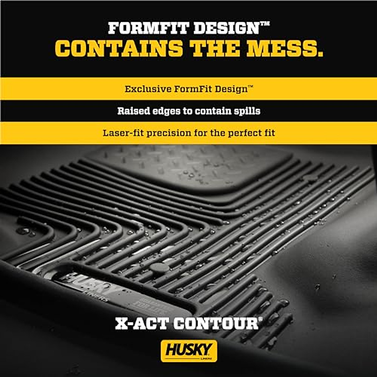 Husky Liners X-act Contour Floor Mats | Fits 2018 - 2024 Ford Expedition Max/Lincoln Navigator L Reserve/Select | 3rd Row, 1-pc Black - 54671