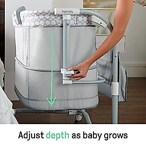 Ingenuity Dream & Grow Bedside Baby Bassinet 2-Mode Crib 0-12 Months, Adjustable Height - Dalton (Grey)