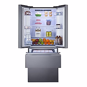Summit Appliance FDRD152PL 27.5" Wide French Door Refrigerator-Freezer, Stainless Steel Look, Digital Controls, Interior LED Light, Open Door Alarm, No-frost Operation, Energy Saving Function
