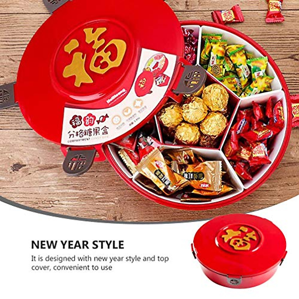 Yardwe Compartment Snack Serving Tray Appetizer Tray Serving Plates Dishes Tradional Chinese Wedding 2021 New Year Spring Festival Tableware