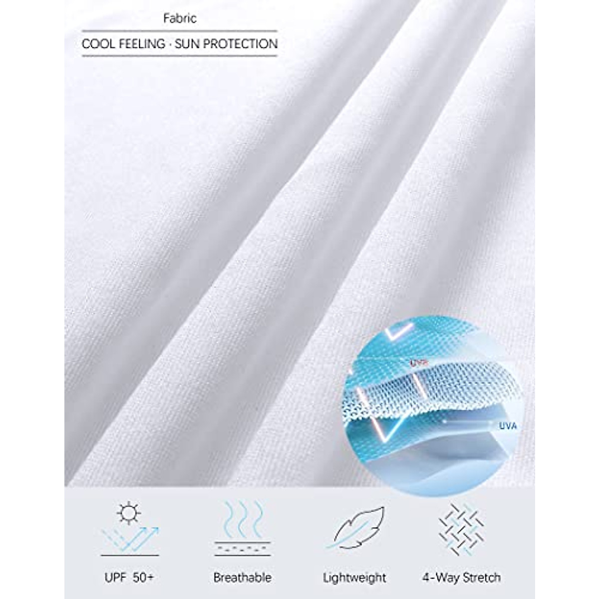 Men's Polo Shirt Long Sleeve Golf Shirts Lightweight UPF 50+ Sun Protection Cool Shirts for Men Work Fishing Outdoor(White, L)