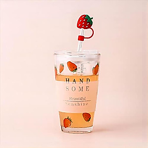 6pcs Straw Cover Cap Reusable Silicone Straw Toppers - Cute Dust-Proof Drinking Straw Tips Lids for 6-8mm Straws - Strawberry, Rainbow, Cloud, Cactus, Pink Sakura (straw covers cap 6 in 1)