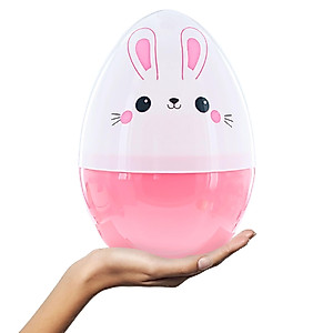 Large Bunny Giant Jumbo Size White and Pink Plastic Easter Egg 10 Inches