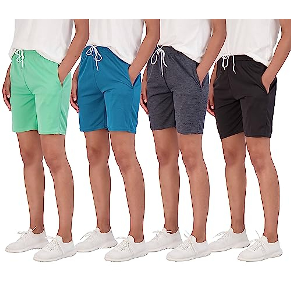 4-Pack: Womens Plus Size Bermuda Active Athletic Dry Fit Womans Shorts for Women Knee Length Summer Exercise Pull on Pockets Running Sport Short Tennis Stretch Workout Gym Casual Just My - Set 10, 1X