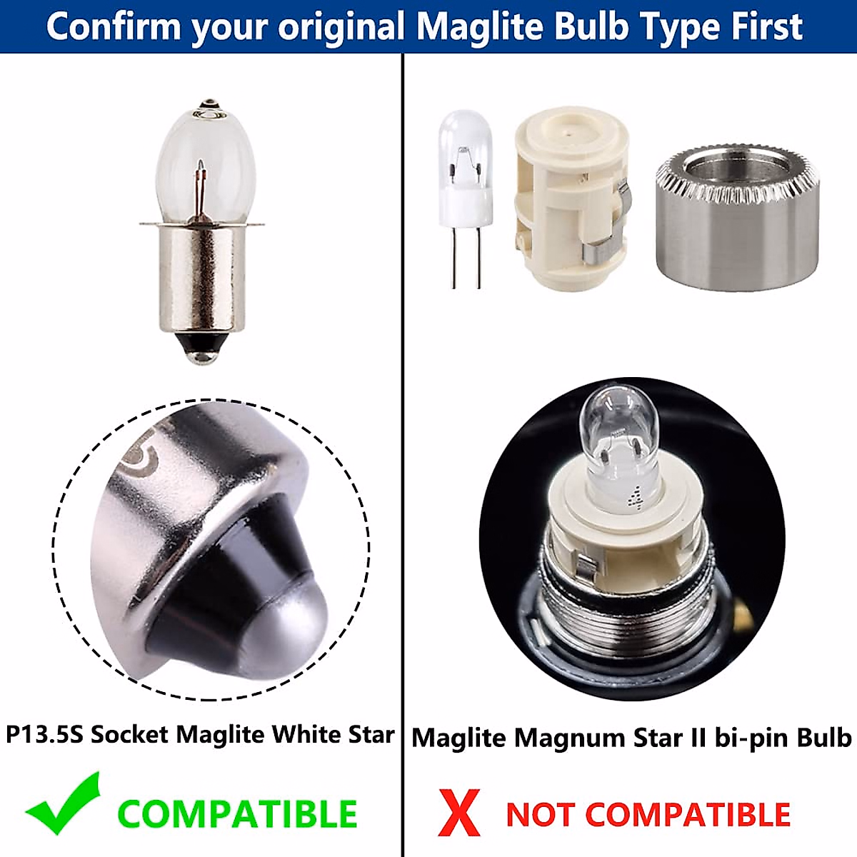 LudoPam Conversion Upgrade LED Bulb Replacement Compatible for Maglite Flashlight 3 4 5 6 Cell C/D