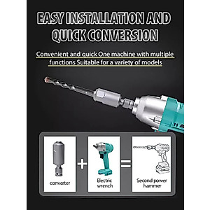 Adapter for Converting Impact Wrench to Electric Hammer, Quick Release Adapter Converter for Converting Electric Drill to Electric Hammer Converts to SDS-Plus interface