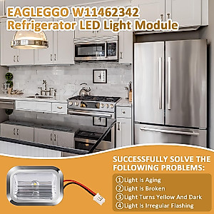 W11462342 Refrigerator LED Light Module Assembly for kitchenaid jenn-air whirlpool Refrigerator Replaces W10908166 W10607479 W10843339 AP6989197 PS16218086 (2 Pack)