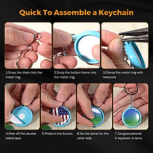 BEAMNOVA 50 Sets of Metal Button Supplies for 32mm 1.26 in (1-1/4 inch) Button Maker Double-Sided Keychain Parts for Button Making Machine Round Badge Crafts Press Maker Supplies