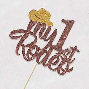 KakaSwa My 1st Rodeo Cake Topper, Shining Cowboy Cowgirl Theme Party Supplies, Western Kids First Rodeo Party / Baby Shower Decor, Brown, Brown3