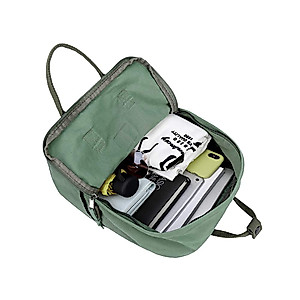 LuckyZ Womens Casual Lightweight Canvas Backpack School Bag Travel Daypack Small Handbag Purse, Green