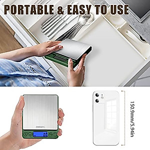 CHWARES Food Scale, Kitchen Scale with Trays 3000g/0.1g, Small Scale with Tare Function Digital Scale Grams and Ounces for Weight Loss, Dieting, Baking, Cooking, Meal Prep, Coffee, Green