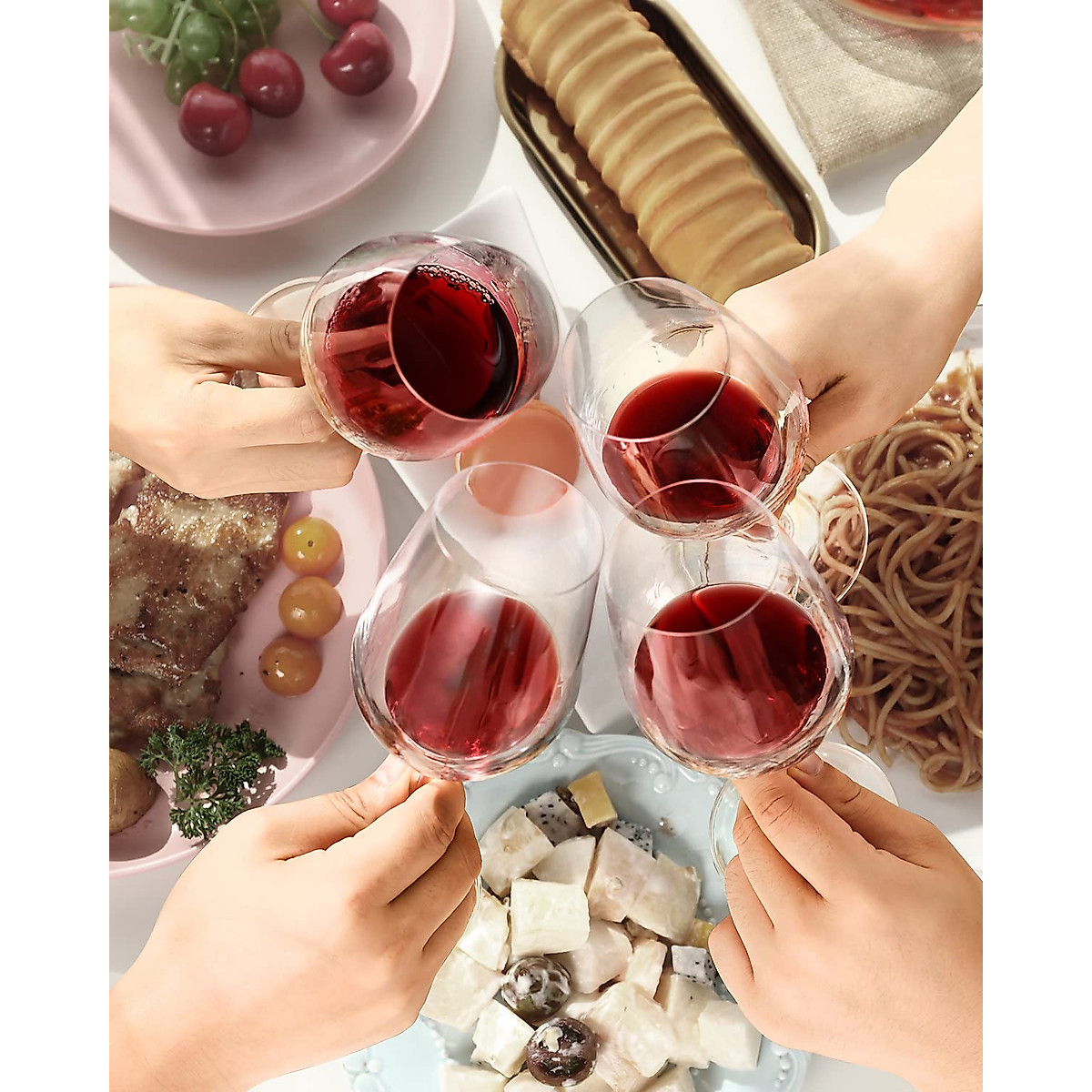 GIFORYA Wine Glasses Set of 2,16 OZ Crystal Clear Wine Glasses, Long Stem Red & White Wine Glasses for Daily Use or Birthday Gift, Lead-Free Premium Drinking Glassware