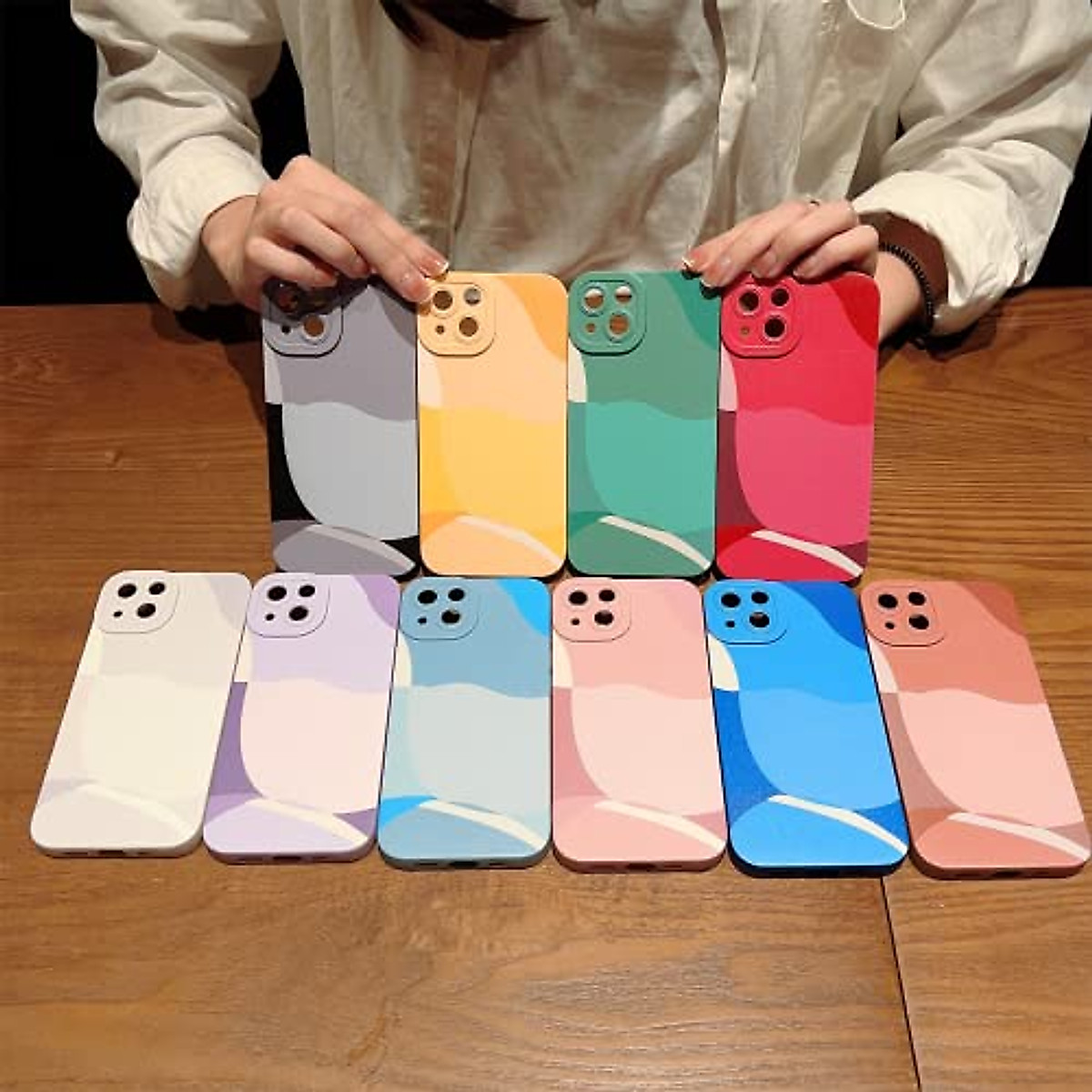 YKCZL Compatible with iPhone 13 Mini Case 5.4 Inch, Cute Painted Art Full Camera Lens Protective Slim Soft Shockproof Phone Case for Women Girl-White