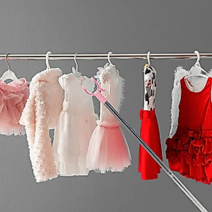 Zerodeko Closet Reacher Pole with Hook Clothing Hanger Shepherds Hook Long Reach Stick Garment Poles for Closet Shelf Ceiling